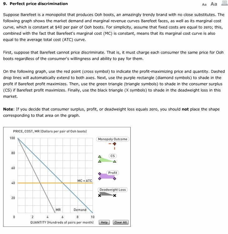 Solved 9. Perfect price discrimination Aa Aa Suppose | Chegg.com