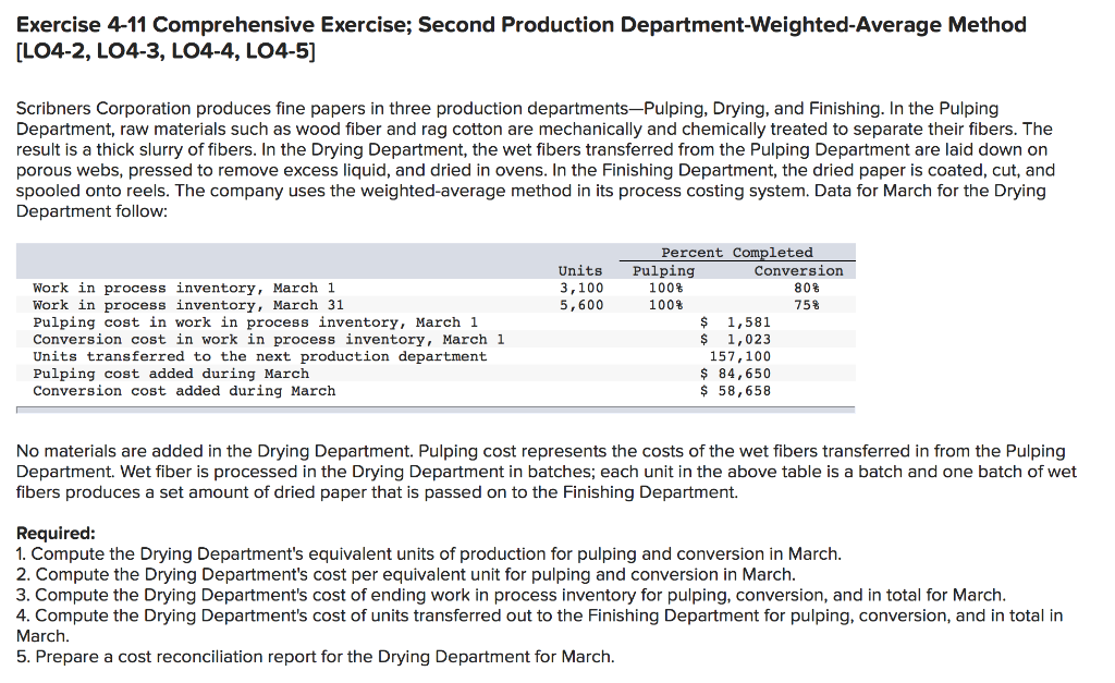 Solved Exercise 4-11 Comprehensive Exercise; Second | Chegg.com