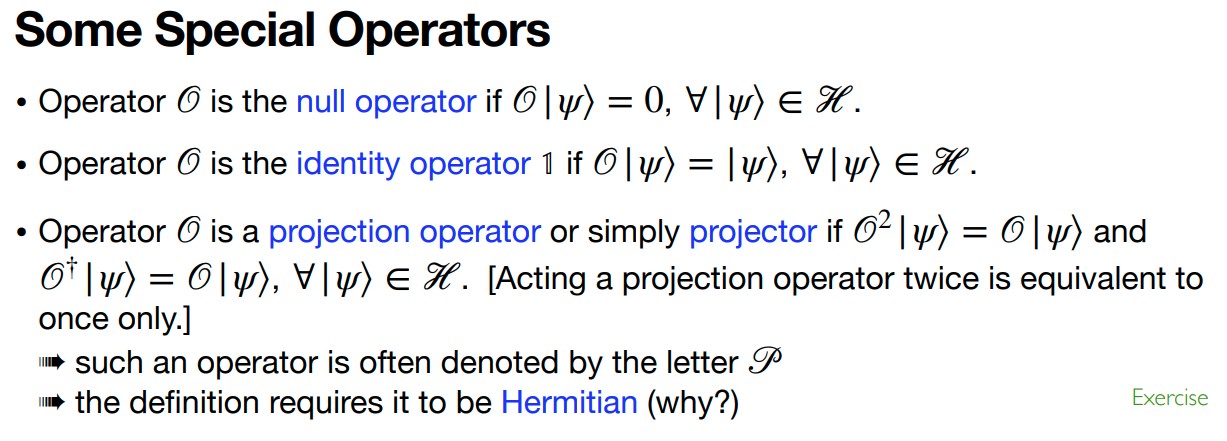 Solved Some Special OperatorsOperator O ﻿is the null | Chegg.com