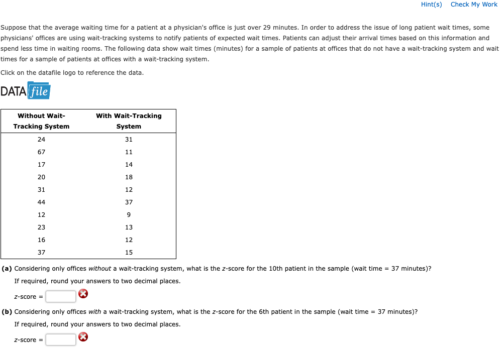Solved Suppose that the average waiting time for a patient | Chegg.com