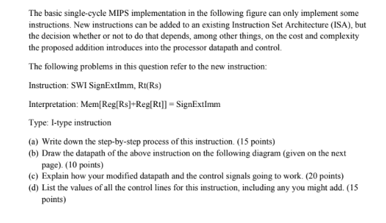 Solved The Basic Single Cycle Mips Implementation In The 