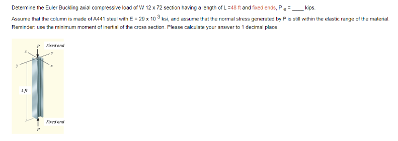 Solved Determine the Euler Buckling axial compressive load | Chegg.com