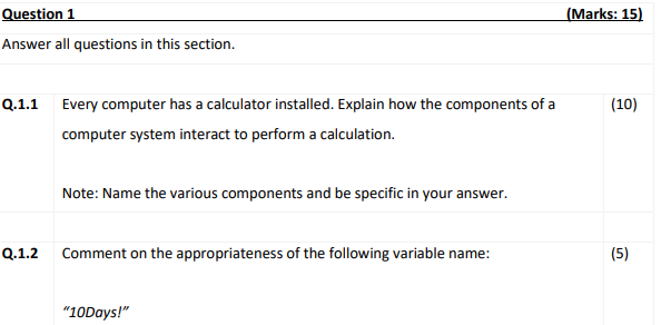 Solved Question 1 Answer all questions in this section. | Chegg.com
