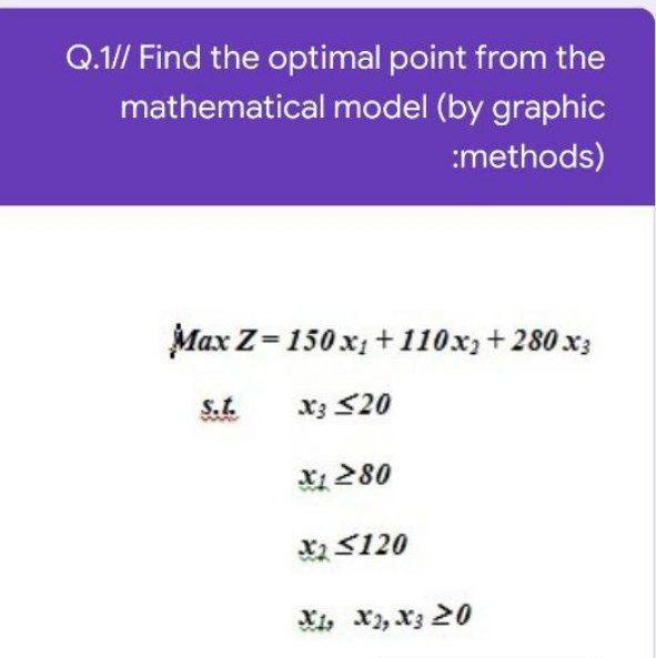 Solved Q.1// Find the optimal point from the mathematical | Chegg.com