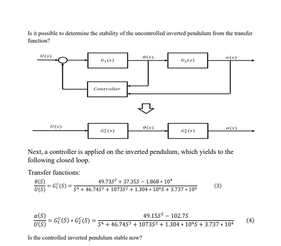 Solved Objective: For this lab, the inverted pendulum with | Chegg.com