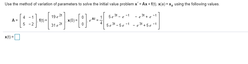 Solved Use the method of variation of parameters to solve | Chegg.com