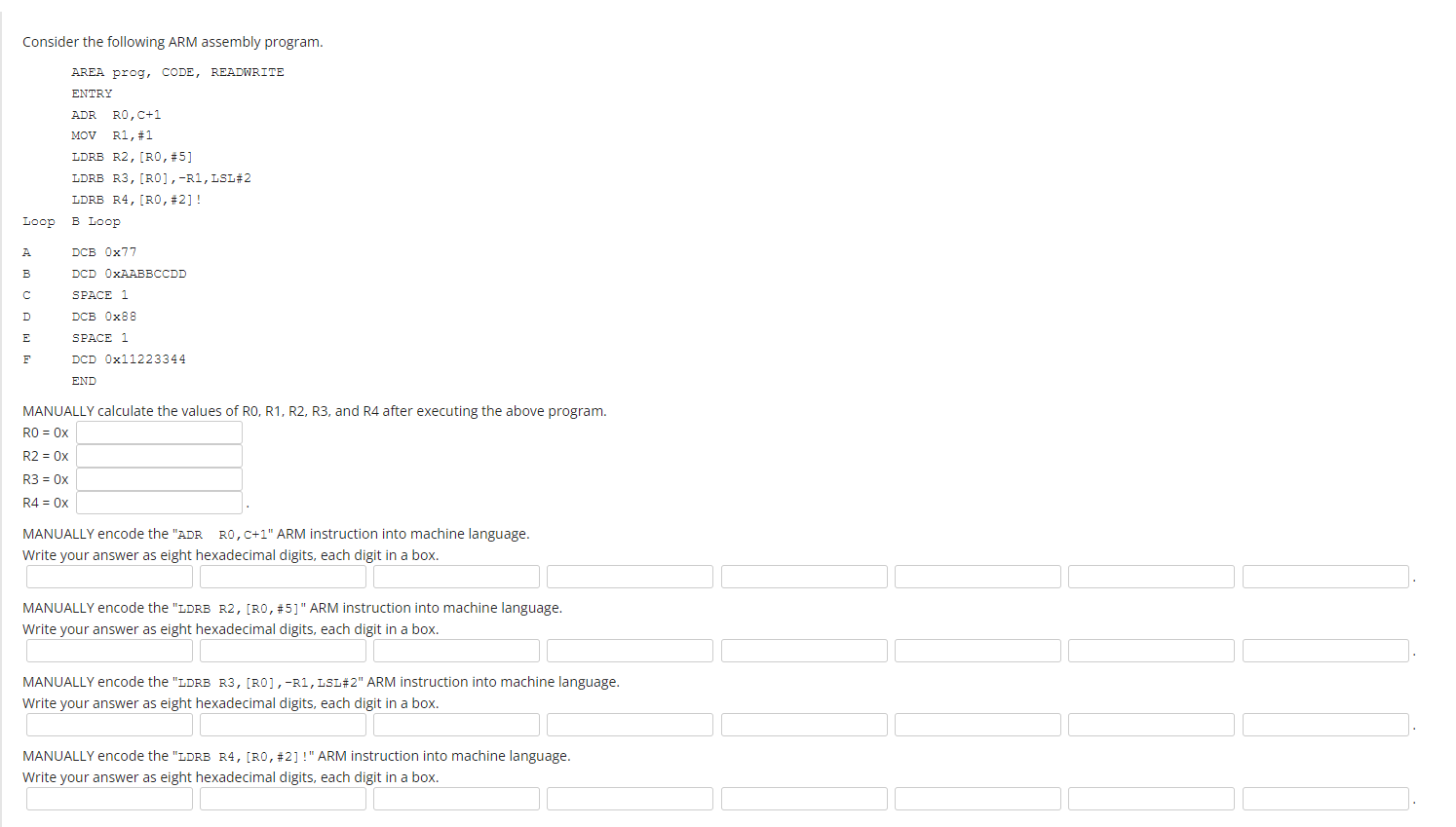 Solved Consider the following ARM assembly program. AREA | Chegg.com