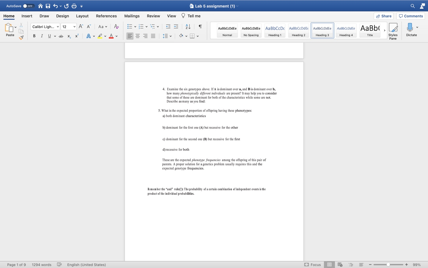 Solved AutoSave OFF ñosu Lab 5 assignment (1) Home Insert | Chegg.com
