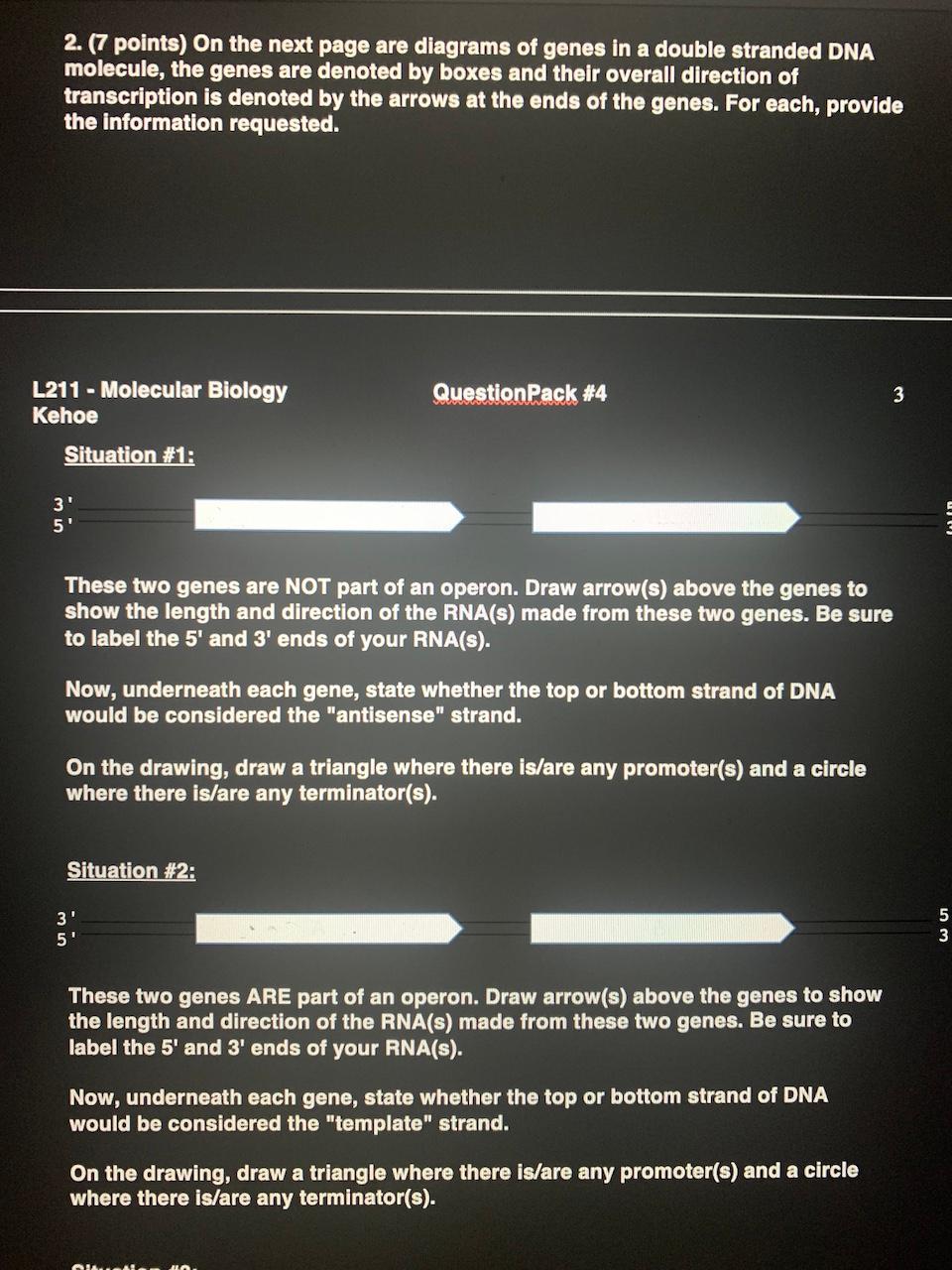 Solved 2. (7 points) On the next page are diagrams of genes | Chegg.com