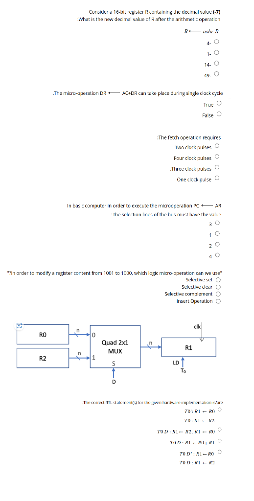 Consider a 16-bit register R containing the decimal | Chegg.com