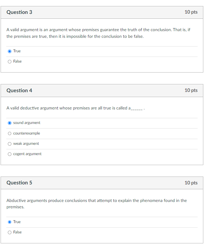 Solved True False Question 2 Inductive arguments attempt to | Chegg.com