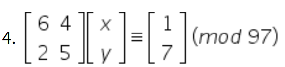 Solved Given a k by k matrix congruence, solve the | Chegg.com