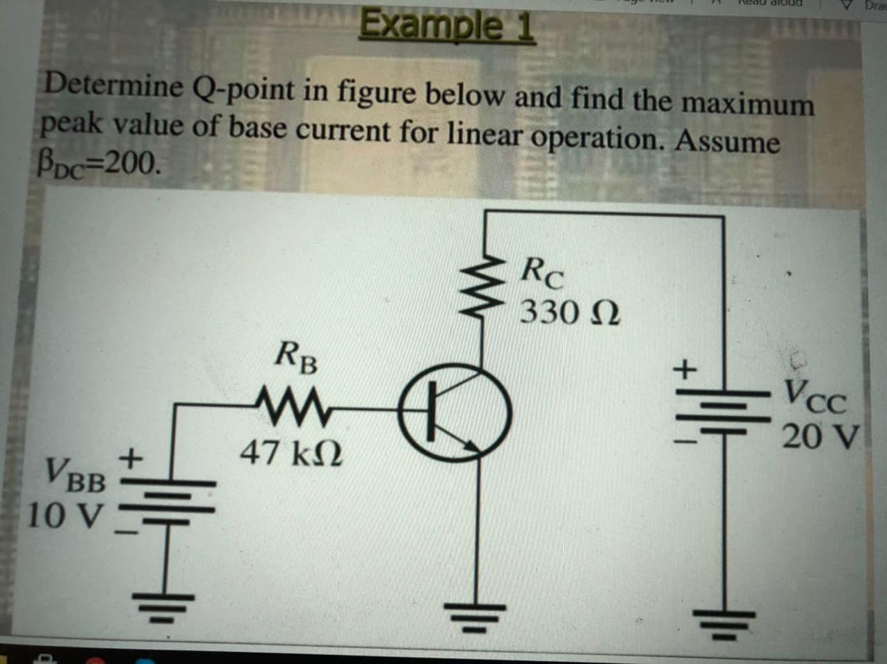 Solved neau doua Dra Example 1 Determine Q-point in figure | Chegg.com