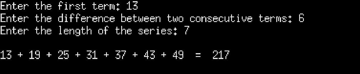 Solved This program prints an arithmetic series and its sum. | Chegg.com