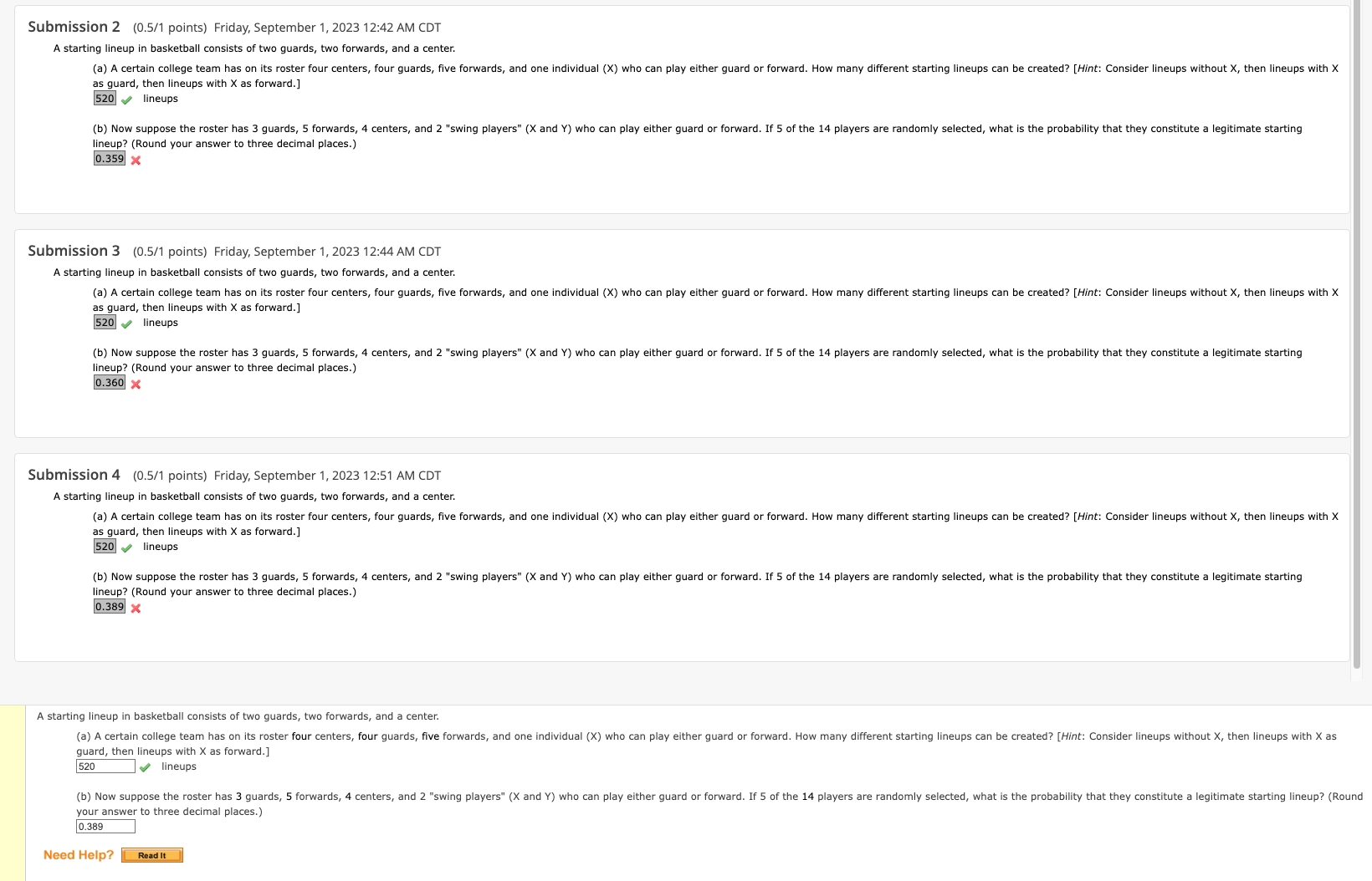Solved Submission 2 (0.5/1 ﻿points) ﻿Friday, September | Chegg.com