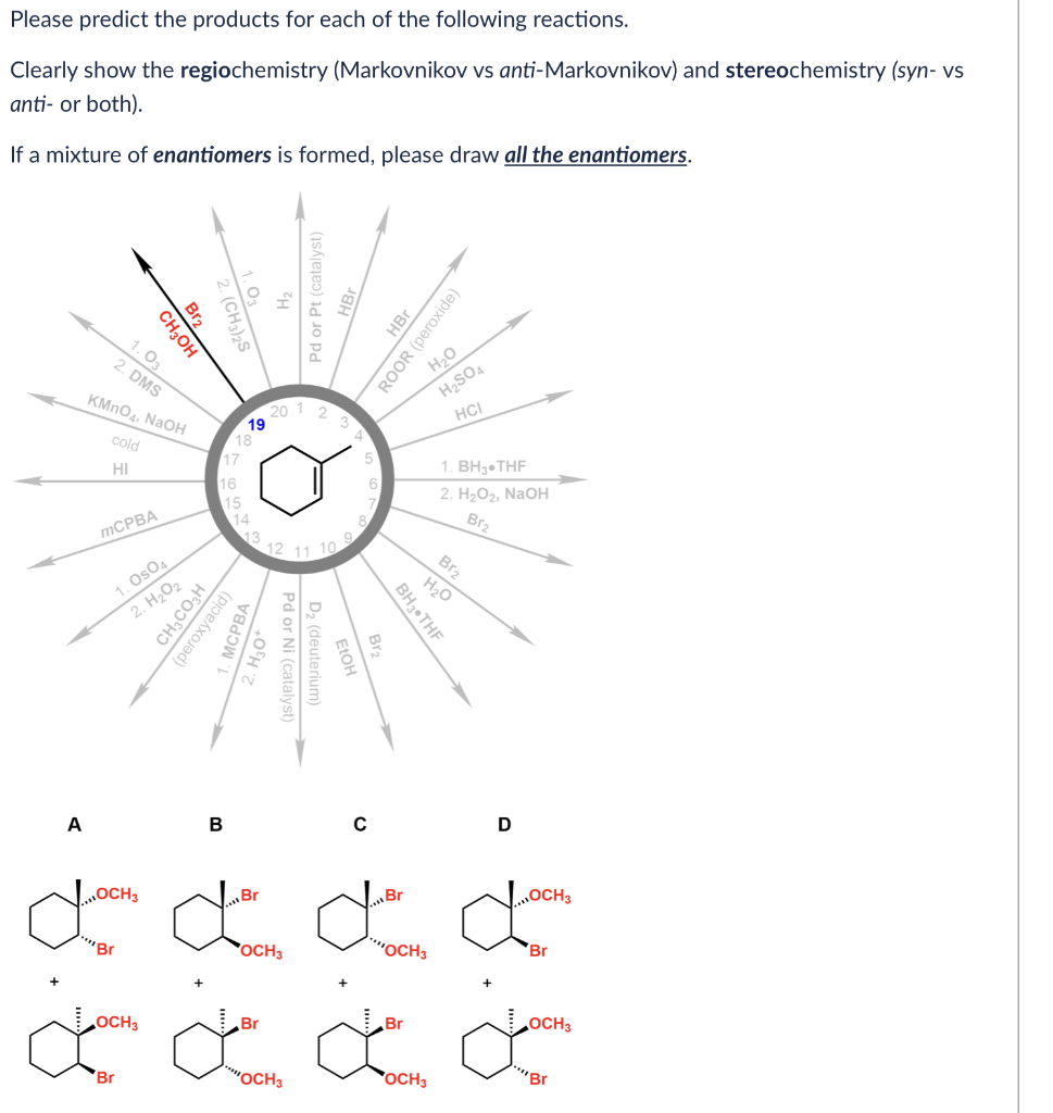 Solved Please predict the products for each of the following | Chegg.com