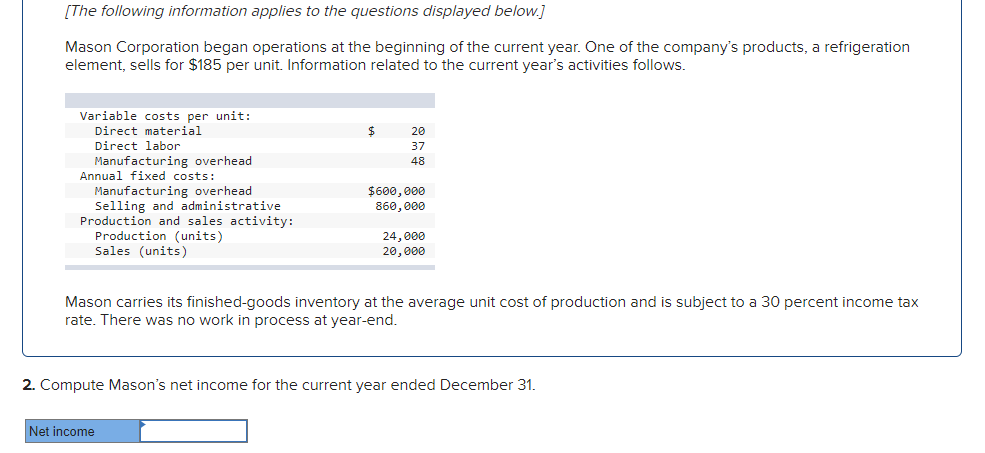 Solved [The following information applies to the questions | Chegg.com