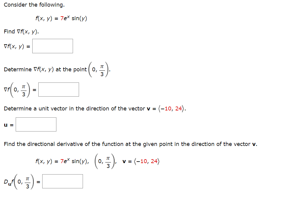 Solved Consider the following. f(x,y)=7exsin(y) Find | Chegg.com