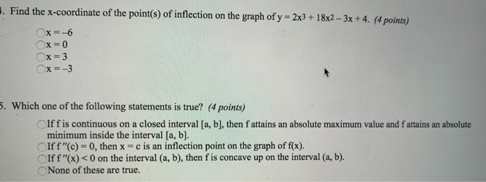 Solved Find The X Coordinate Of The Point S Of Inflection