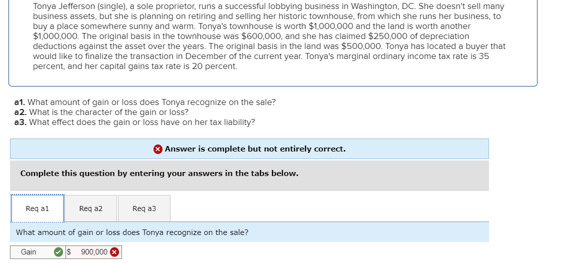 Solved Tonya Jefferson (single), a sole proprietor, runs a | Chegg.com