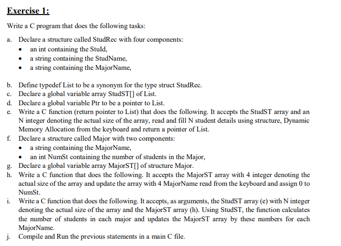 Solved Exercise 1 Write A C Program That Does The Following 6359