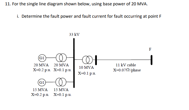 Solved 11. For the single line diagram shown below, using | Chegg.com