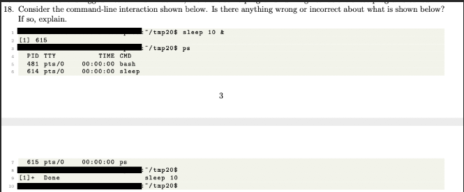 Solved 18. Consider the command-line interaction shown | Chegg.com