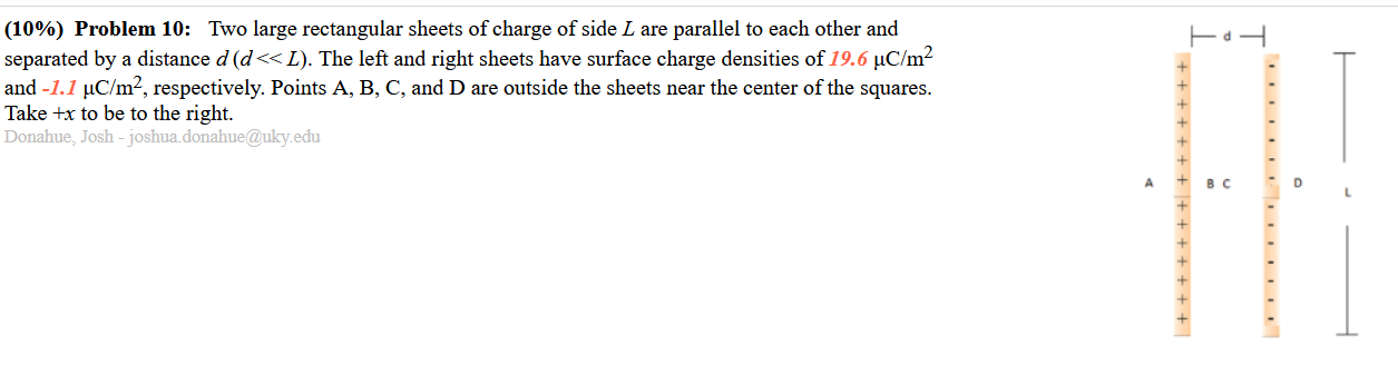 Solved Two large rectangular sheets of charge of side L are | Chegg.com