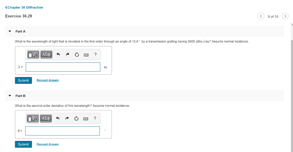 Solved Chapter 36 Diffraction Exercise 36.29 9 of 10 > Part | Chegg.com