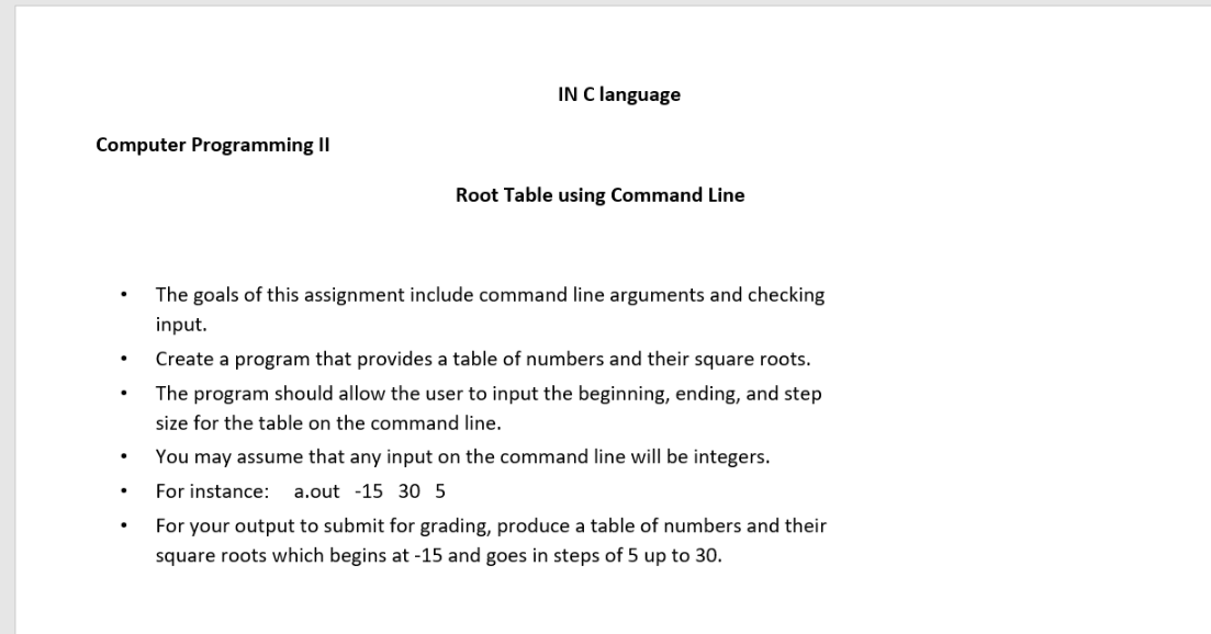 Solved IN C language Computer Programming 11 Root Table | Chegg.com
