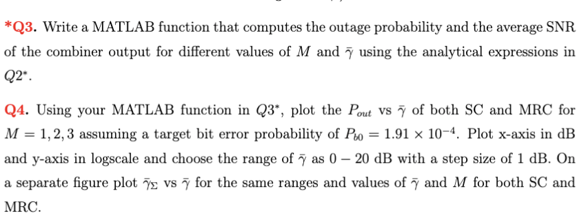 Solved MRC. Hint: You can use the following MATLAB | Chegg.com