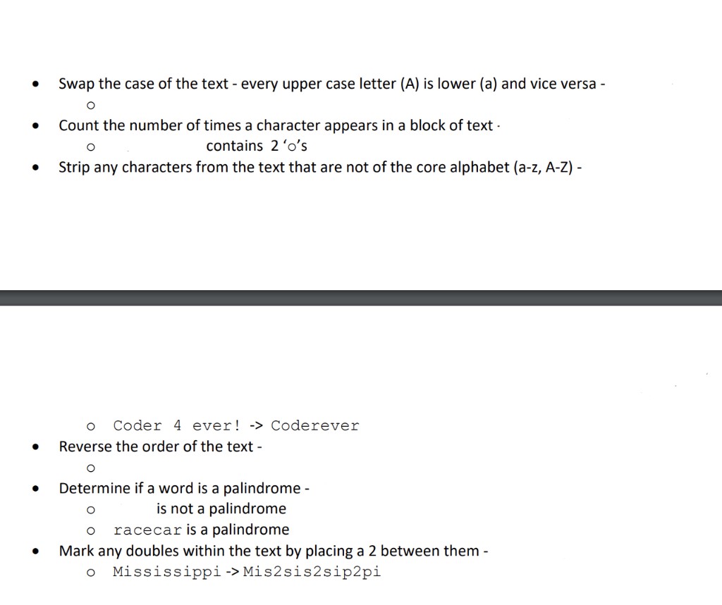 Solved . Swap the case of the text - every upper case letter | Chegg.com