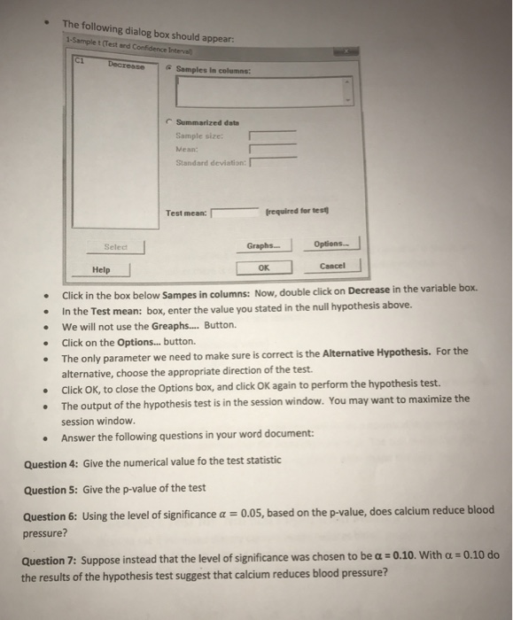 Solved MiniTab Lab 5: One-Sample Hypothesis Test for a | Chegg.com