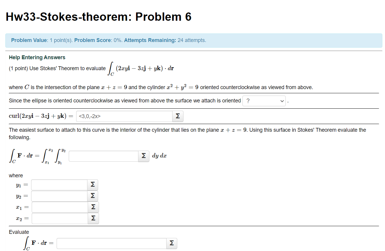 Solved Hw33-Stokes-theorem: Problem 6 Problem Value: 1 | Chegg.com