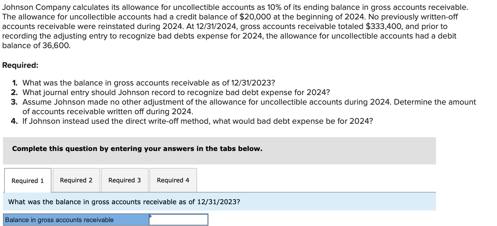 Solved Johnson Company calculates its allowance for | Chegg.com