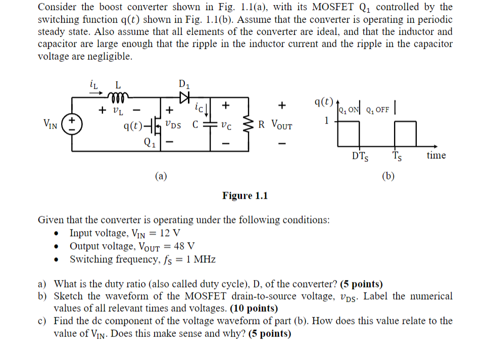 Solved Consider the boost converter shown in Fig. 1.1(a), | Chegg.com