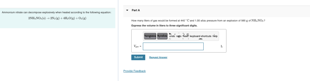 Solved Part A Ammonium nitrate can decompose explosively | Chegg.com