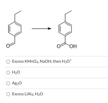 Solved OH Excess KMnO4, NaOH; then H30* O H20 Ag20 Excess | Chegg.com