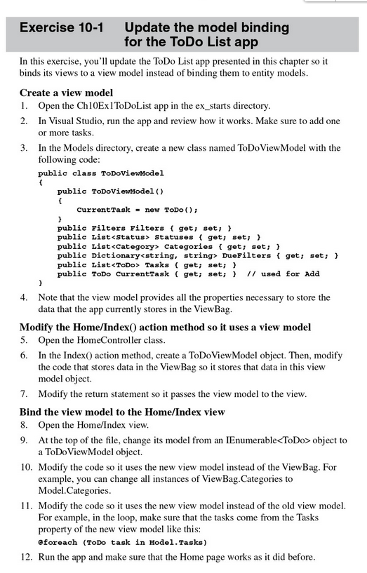 Solved Murach's ASP.net Core MVC book exercise 10-1 Update | Chegg.com Solved Murach's ASP.net Core MVC book exercise 10-1 Update | Chegg.com