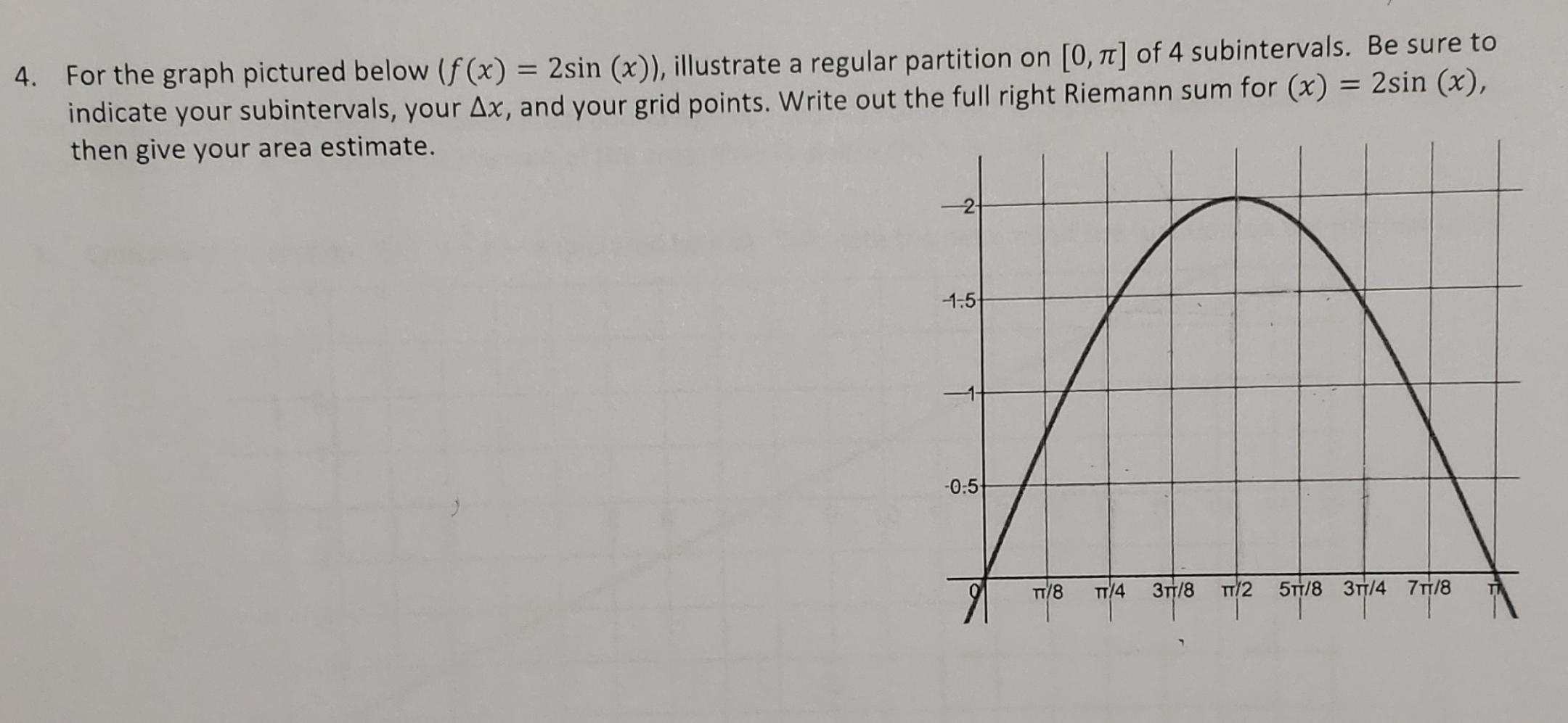 Solved For the graph pictured below (f(x)=2sin(x) ), | Chegg.com