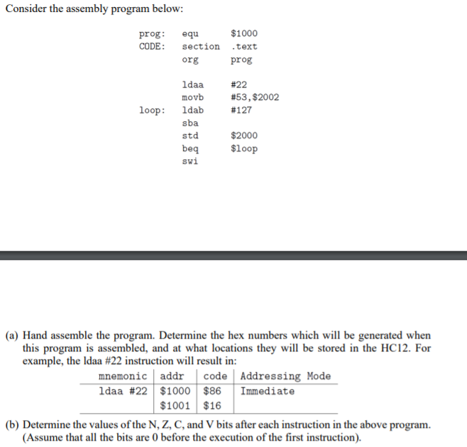 Solved Consider the assembly program below: prog: equ $1000 | Chegg.com