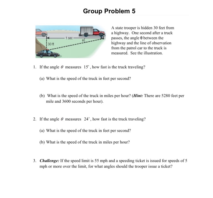 Solved Group Problem 5 A state trooper is hidden 30 feet | Chegg.com