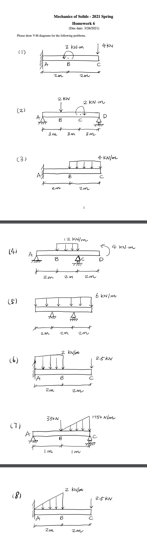 Solved Mechanics of Solids - 2021 Spring Homework 6 (Due | Chegg.com