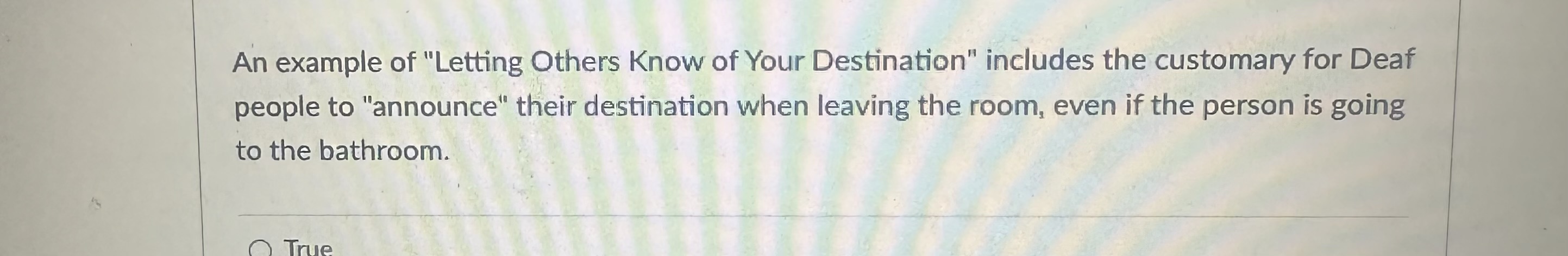 Solved An example of "Letting Others Know of Your | Chegg.com