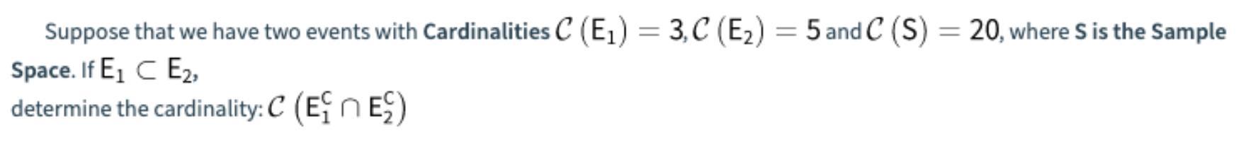 Solved Suppose that we have two events with Cardinalities | Chegg.com