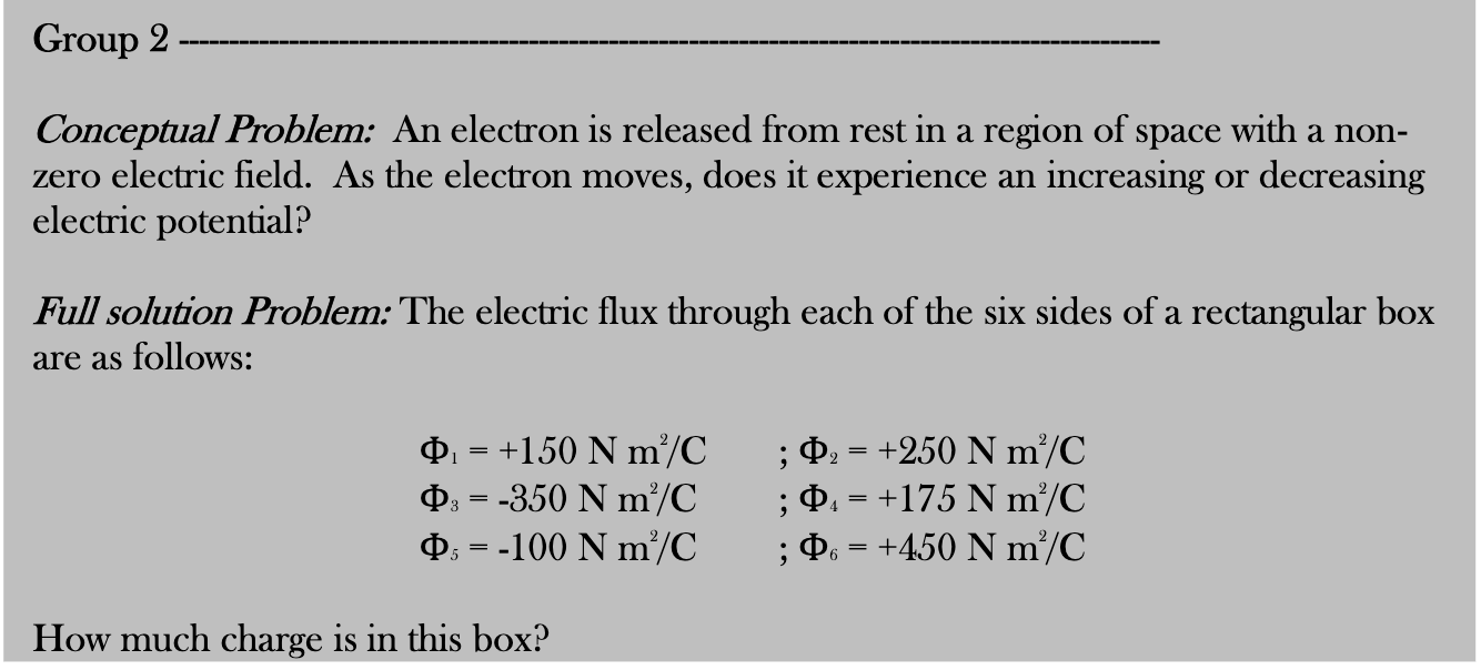 Solved Group 2 Conceptual Problem: An electron is released | Chegg.com