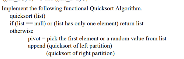 Solved Implement the following functional Quicksort | Chegg.com