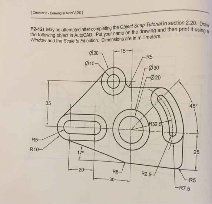 Solved I Chapter 2- Drawing in AutoCAD®] P2-12) May be | Chegg.com