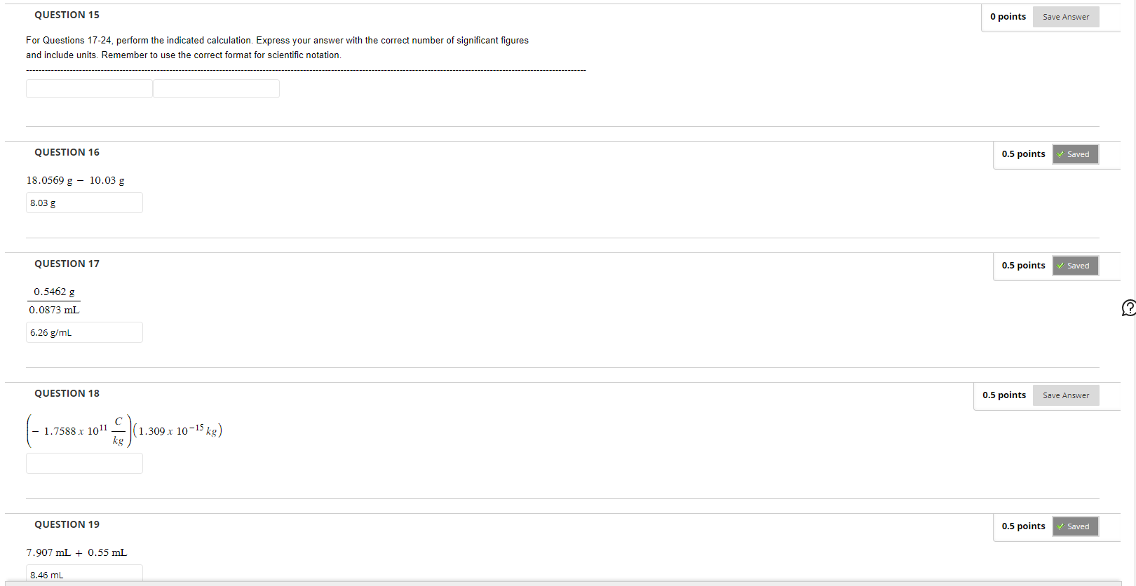For Questions 17-24, perform the indicated | Chegg.com