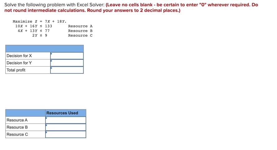 Solved Solve the following problem with Excel Solver: (Leave | Chegg.com